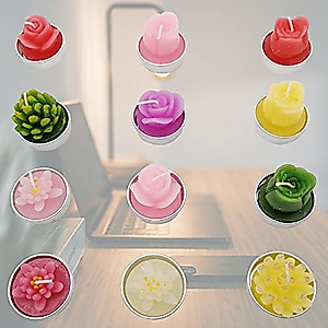12 Pieces Flower Tealight Candles Cactus Candles Succulent Tea Lights Candle Fancy Plant Candle for Decorative Party Favor