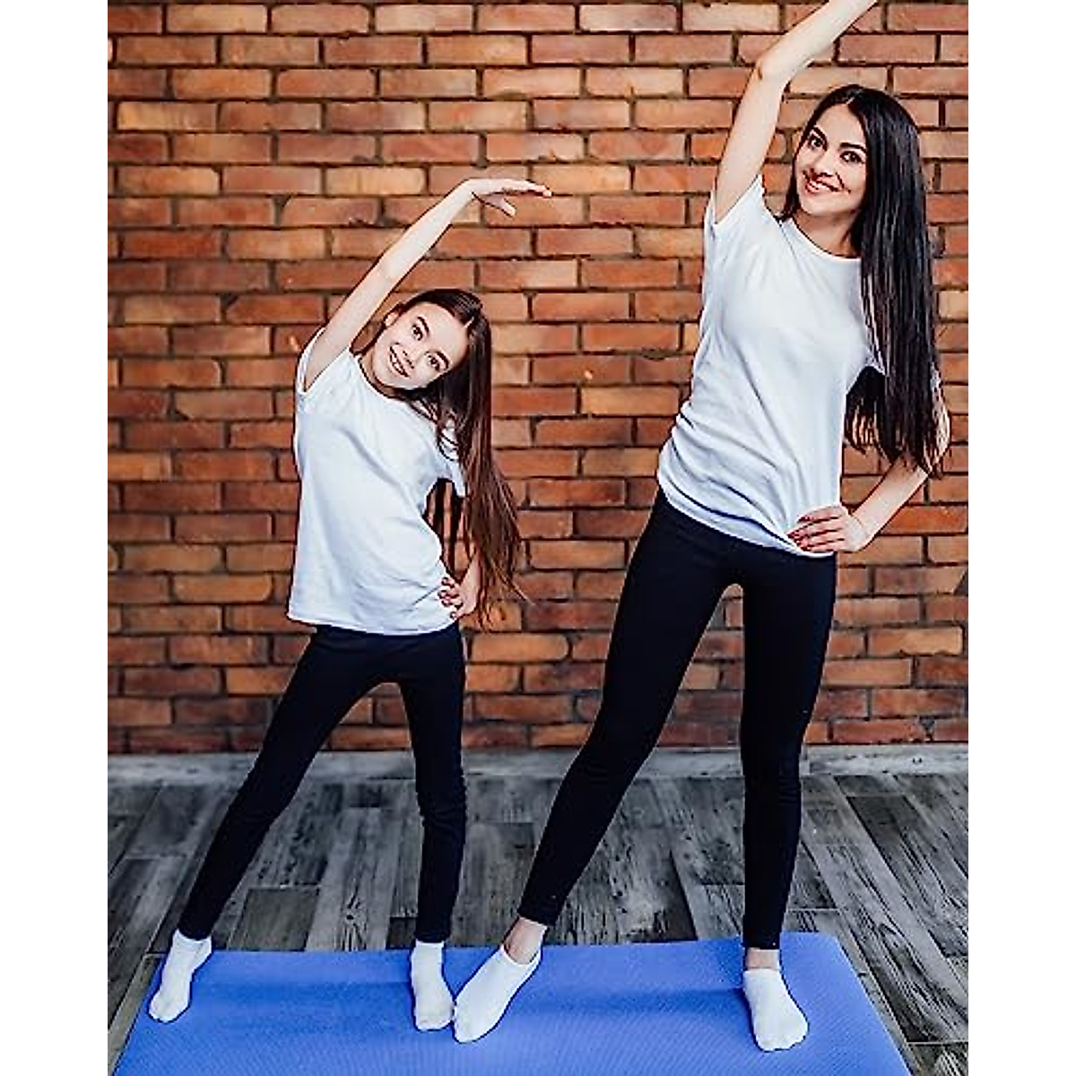 Stelle Girls Athletic Active Dance Tight Legging Pants with Pockets for Running Yoga Workout (Black (2 Side Pocket), 8-9 Years)