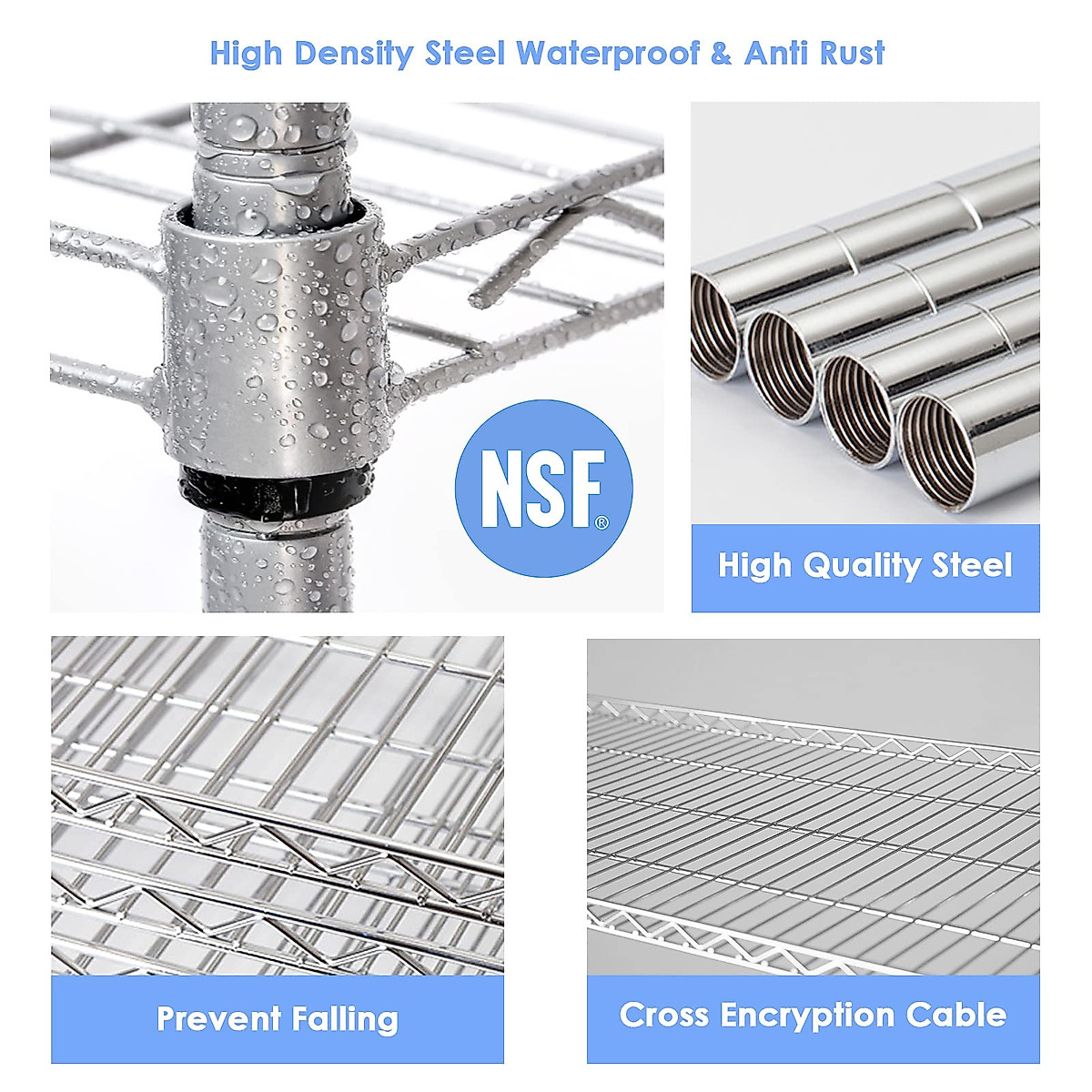 Doredo 5 Tier Narrow Wire Shelving Unit with Wheels, Adjustable Narrow Metal Shelf with NSF Certified, Narrow Storage Shelves for Laundry, Garage, Kitchen, Pantry, 18" D X 24" W X 71" H, Chrome