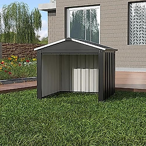 JAORD Metal Outdoor Storage Shed D33.07 x W34.65 x H24.4, Tool Garden Sheds and Tiny Houses for Backyard Garden Patio Lawn, Black&White…