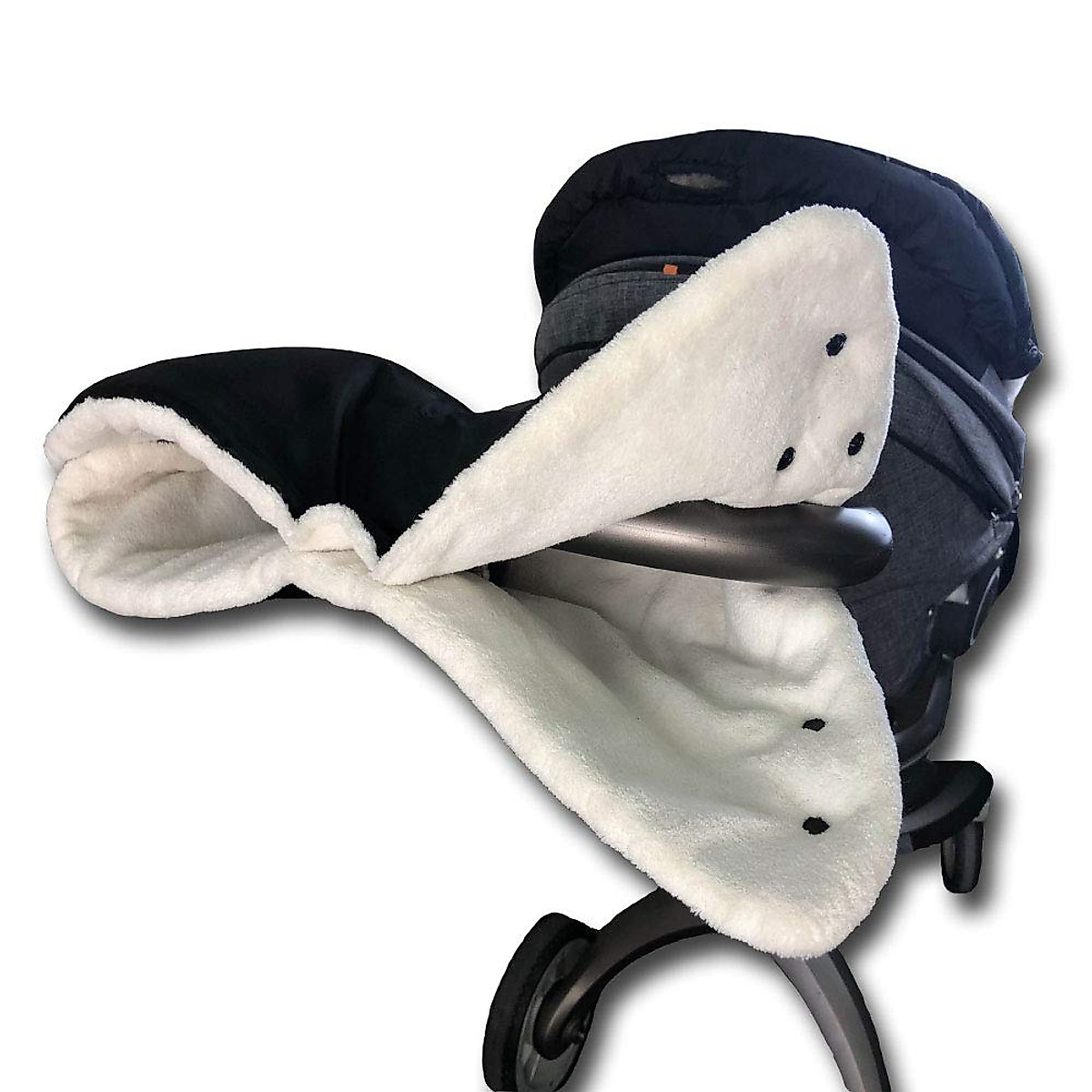 Universal Fits Stroller Handmuff, Anti-Freeze Waterproof Fingerless Fleece Gloves, Warmer Handlebar Muff