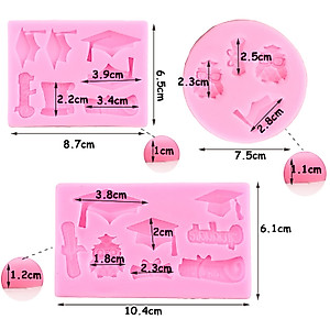 ZiXiang Graduation Silicone Mold Doctoral Cap Silicone Molds Diploma Scroll Graduate Fondant Mold Certificate Candy Molds Doctoral Hat Chocolate Mold For Cupcake Cake Decoration Set Of 3