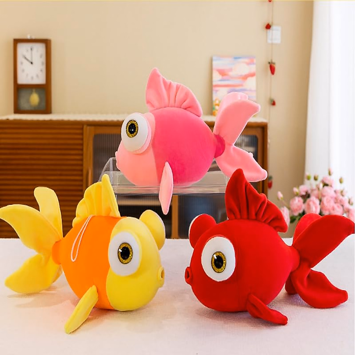 XIZHI Goldfish Plush Doll Soft Fish Stuffed Animal Plush Toy for Girls Boys (13.8"/Red)