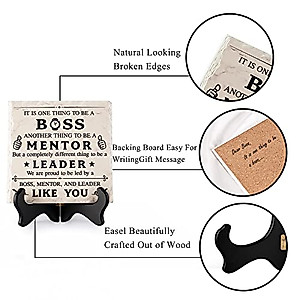 Boss Gifts for Men Women Bosses Day Gifts for Boss Christmas Birthday Gifts for Boss Best Boss Gifts Ideas Boss Leader Mentor Appreciation Gifts Tabletop Decor Ceramic Sign Plaque with Wooden Stand