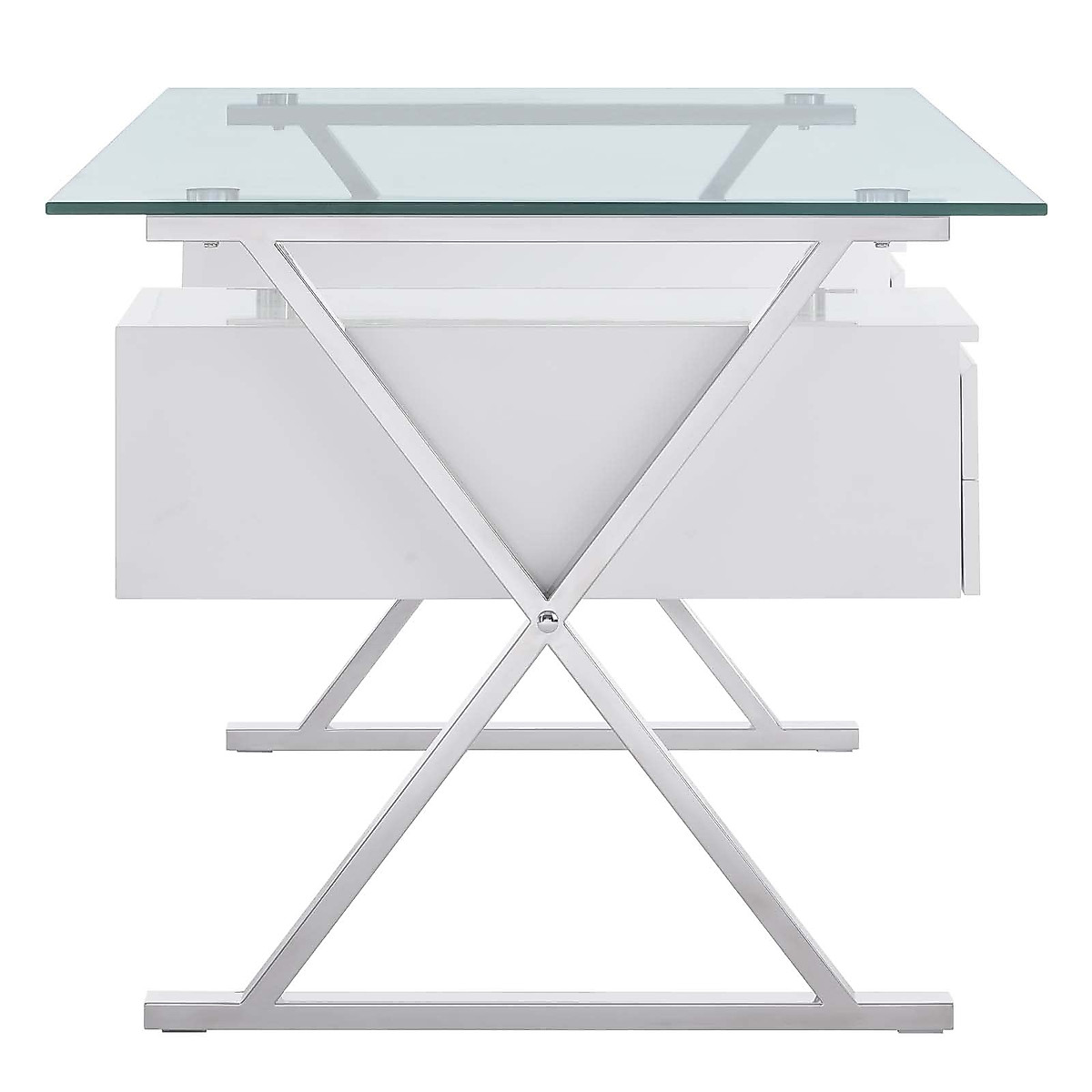 Modway EEI-6226-WHI Sector 71" Glass Top Glass Office Desk, White