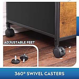 DEVAISE 2 Drawer Lateral File Cabinet with Lock, Mobile Printer Stand with Open Storage Shelf, Wood Filing Cabinet fits A4 Letter Size for Home Office, Rustic Brown