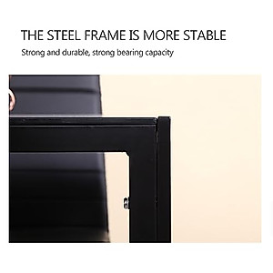 Wolfes Furniture 5-Piece Kitchen Dining Table Set for Dining Room, Kitchen, Dinette, Compact Space w/Glass Tabletop, 4 Leather Metal Frame Chairs - Black