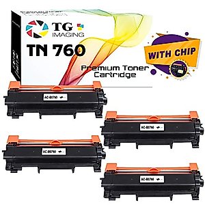 (4-Pack) TG Imaging Compatible TN-760 Toner Cartridge Replacement for Brother TN760 TN730 | High Yield 4xBlack | for Brother HL-L2350DW HL-L2390DW HL-L2370DW MFC-L2710DW DCP-L2550DW Toner Printers