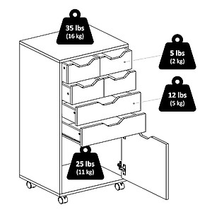 Winsome Halifax Bins & Drawers Multi-Storage Tall Mobile Cabinet, White