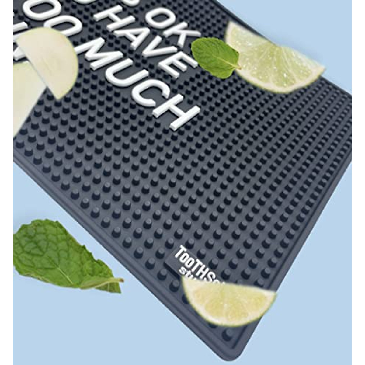 It's Ok to Have Too Much Fun 17.7" x 11.8" Funny Bar Spill Mat Rail Countertop Accessory Home Pub Decor Slip Resistant Durable Thick Covering for Craft Brewery Kitchen Cafe and Restaurant Accessory