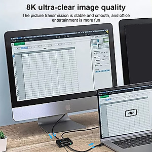CABLEDECONN USB-C Type-C 8K Updated Switch USB 3.1 C Gen 2 Cable for Video Bi-Direction 8K@30Hz 4K@120Hz Power Delivery 100w 10Gbps Data Transfer Splitter Converter ¡­