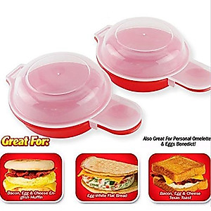 LI&HI Easy Eggwich Microwave Egg Cooker, Red and clear