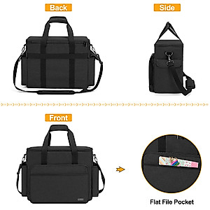 Trunab Large Scrapbook Bag with Padded Laptop Sleeve, Craft Bag Organizer Tote with Multiple Pockets for Scrapbooking Supplies and Art Tools, Black