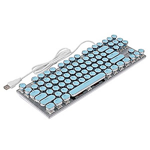 Mechanical Gaming Keyboard, 87 Keys 26 RGB Backlit USB Wired Keyboard Waterproof with Blue Switches for Win Me, for Win2000, for Win Xp, for Vista, for Win7, for Win8, for(Blue Electroplating Punk)
