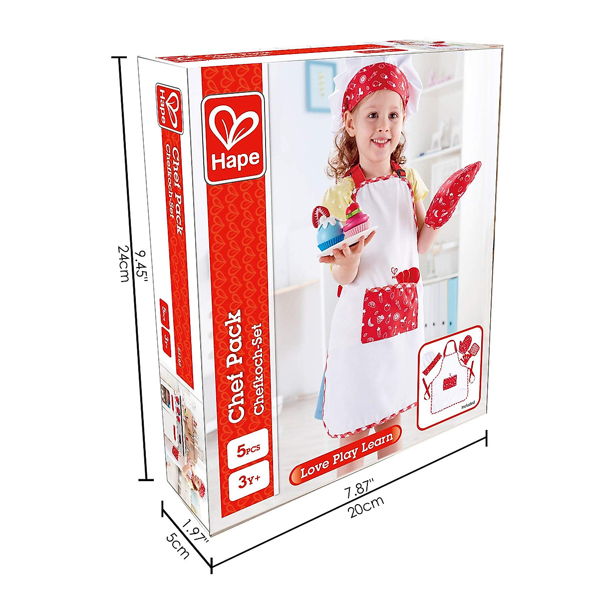 Hape Chef Pack | Chef Dress Up Play Set with Cooking Accessories for Kids