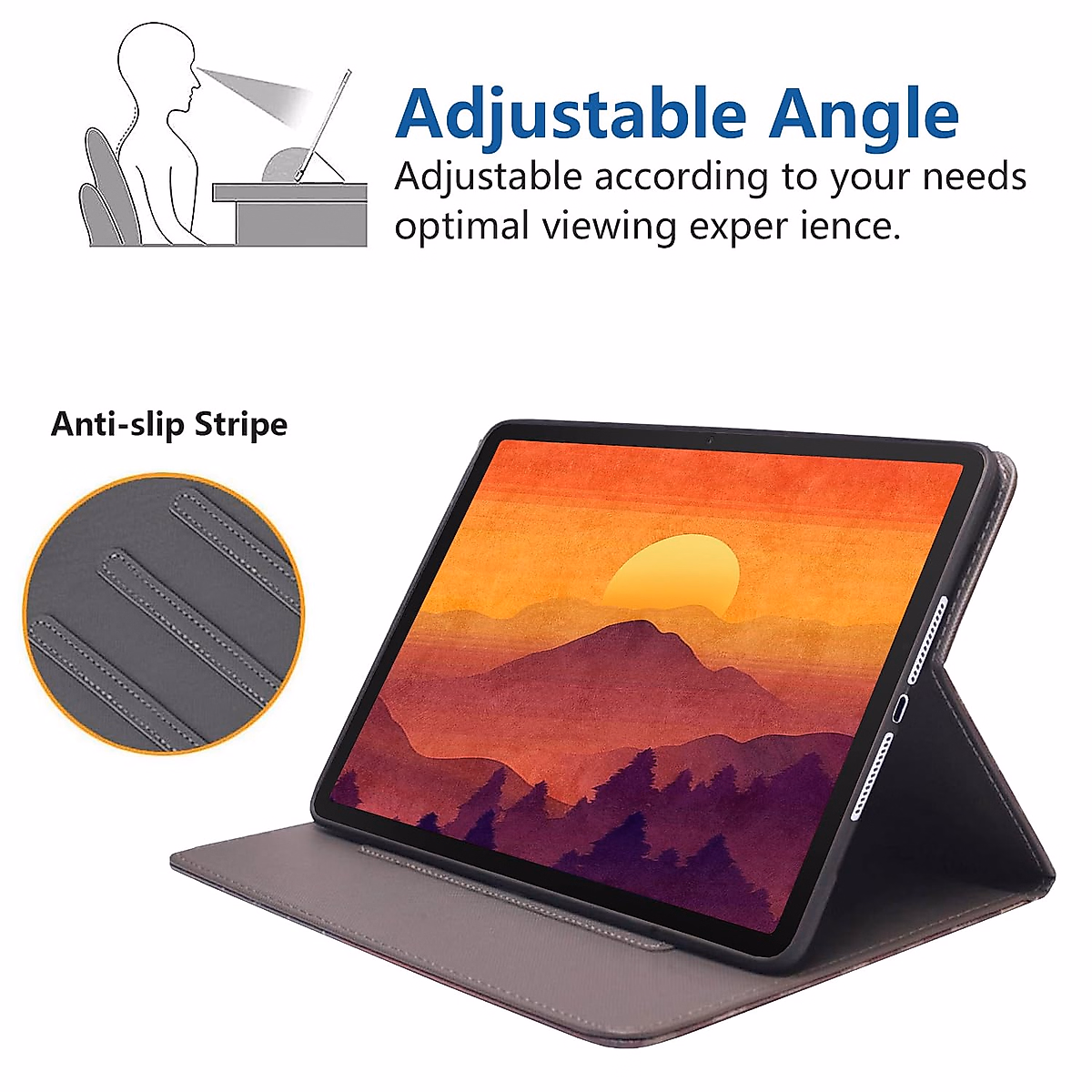 ZXHSBROK for iPad 10th Generation Case 2022 10.9 Inch - Slim PU Leather Folding Stand Folio Cover with Auto Sleep/Wake for iPad 10th Generation 10.9" 2022, American Flag & Bullets