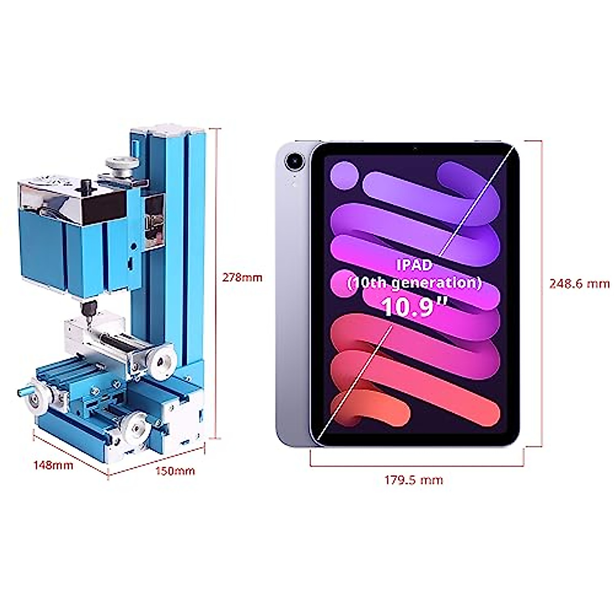 Universal Mini Metal Milling Machine Motorized Metalworking DIY Tool Benchtop Woodworking for Hobby Science Education Modelmaking W10004M AC100V~240V (24W Milling)