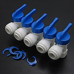 Elbow 1/4-Inch Female x 3/8-Inch Tank Ball Valve Quick Connect Fitting Aquarium RO Water Filter Pack of 5