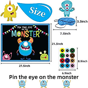 Joy Bang Halloween Party Games for Kids Pin The Eye on The Monster Game Halloween Party Activities Pin Game Party Favors for Children Monster Party Game