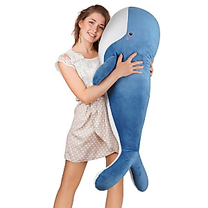 CHDGIOHA Whale Stuffed Animal - Large Stuffed Whale,Soft Whale Plush Body Pillow,Cute Plushies Whale Throw Pillows Birthday Gifts for Girls & Boys 47.2IN (Blue,X-Large)
