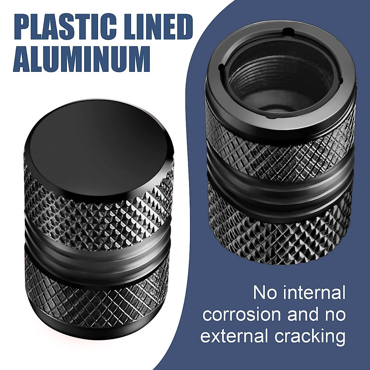 Tire Valve Stem Caps for Car Tires Air Caps Cover 8 Pack Corrosion Resistant Premium Alloy Leak-Proof Universal for SUV Truck Motorcycle Bike Black