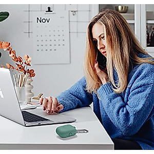 IMIVIO Airpods Pro 2 Case Cover 2022/AirPods Pro Case 2019, Silicone Protective Charging Case Skin Compatible Apple Airpods Pro 2nd/1st Generation Case with Keychain, Front LED Visible (Pine Green)