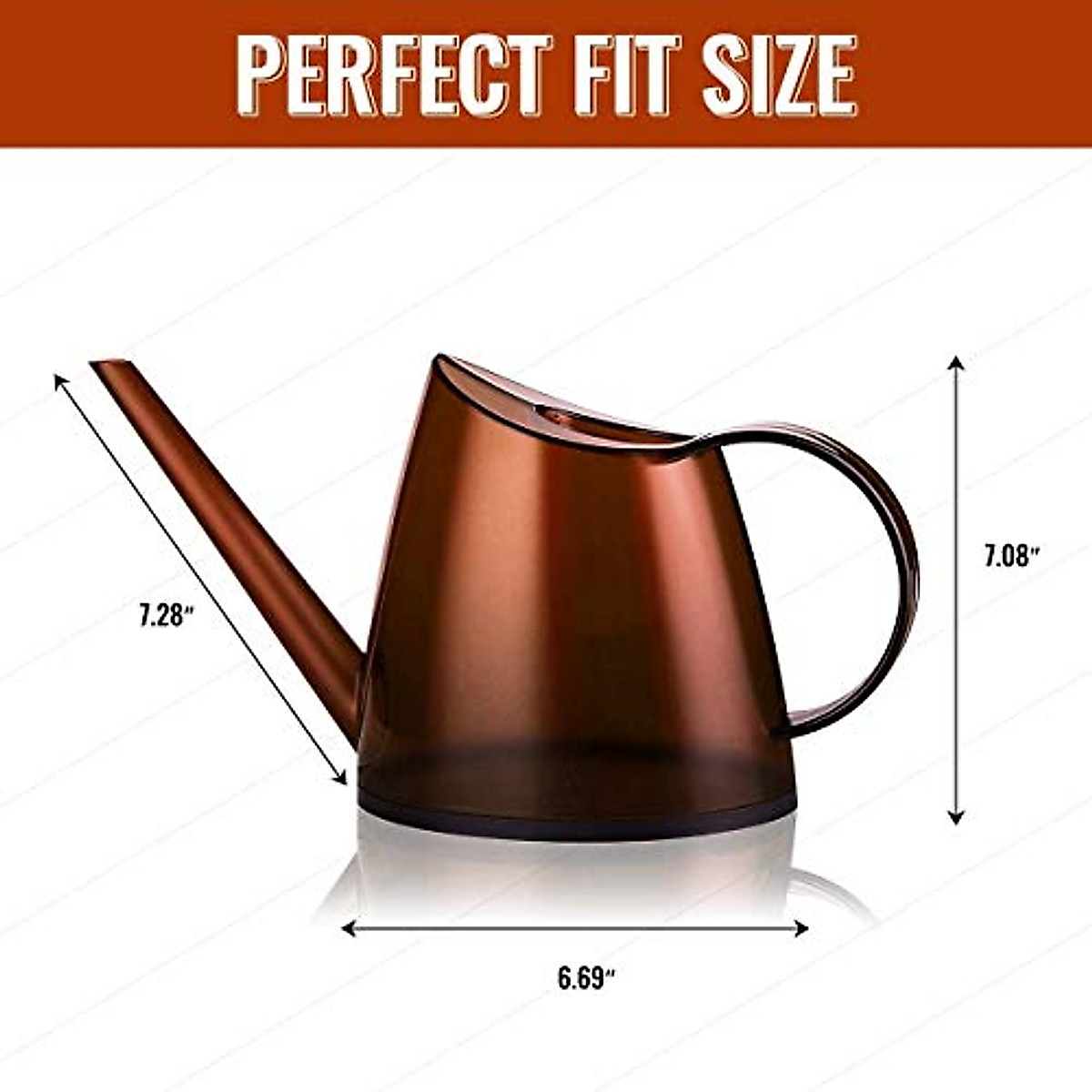 Kailemei Watering Can，Plastic Watering can Indoor Bonsai Plant Watering Long Spout Pot 40oz 1.4L 1/3 Gallon Small Modern Translucent Indoor and Outdoor Multicolor Watering Can(Tea red)