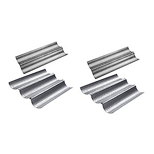 UPKOCH 4 pcs Wavy Pan bread loaf pan baking gutter loaf pan molds hotdog buns metal bread pan nonstick tray silicone bread pan breadmaking Stainless steel bread rolls hot dog