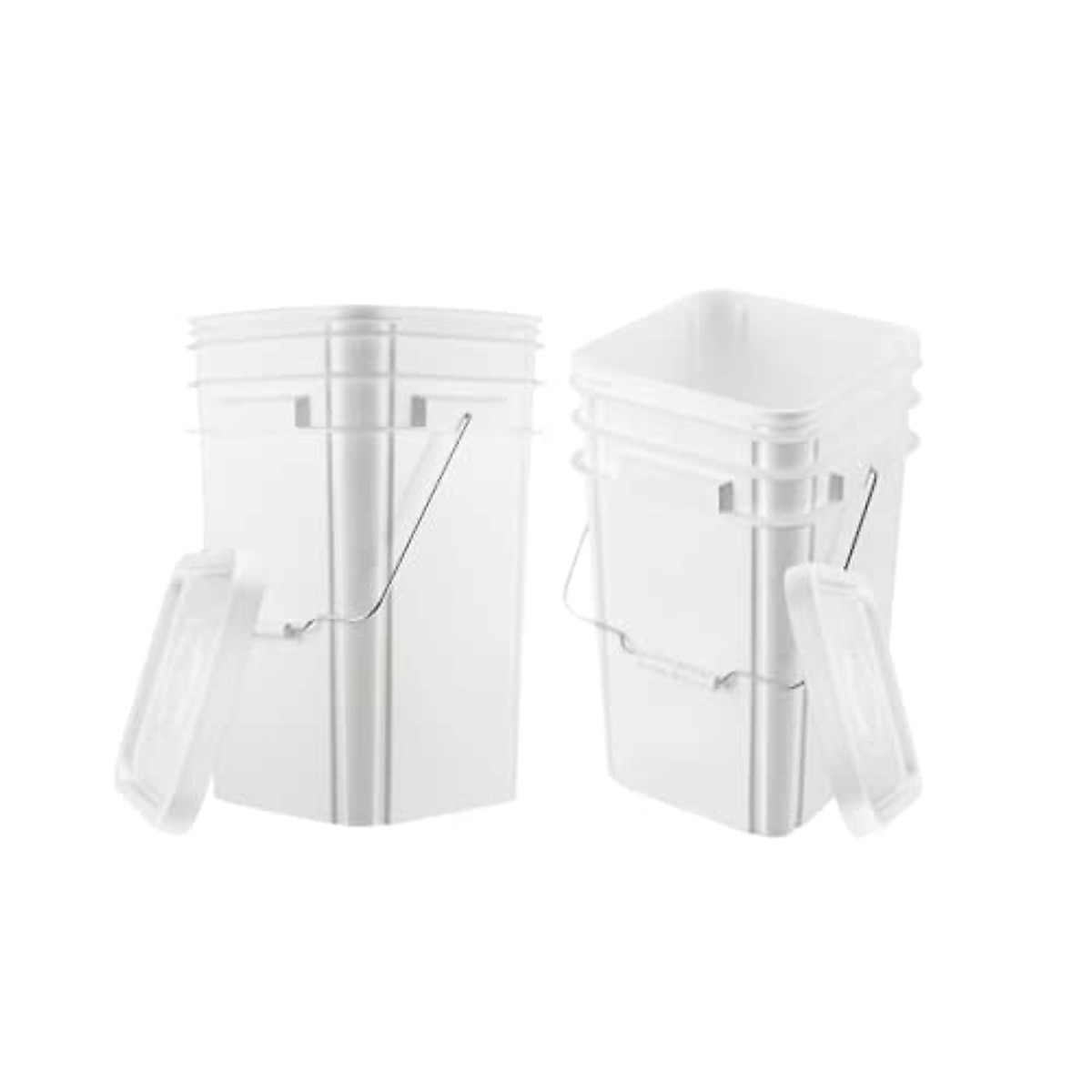 House Naturals 5 Gallon Square Food Grade Bucket Pail with Lid (Pack of 2) Made in USA containers