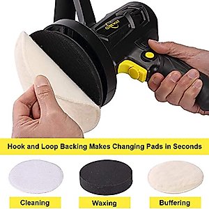 Buffer Polisher, 6-inch Electric Variable Speed Car Buffer Machine, Random Orbital Polisher Waxer Kit with 3 Pads for Car Detailing Polishing and Waxing, CUBEWAY