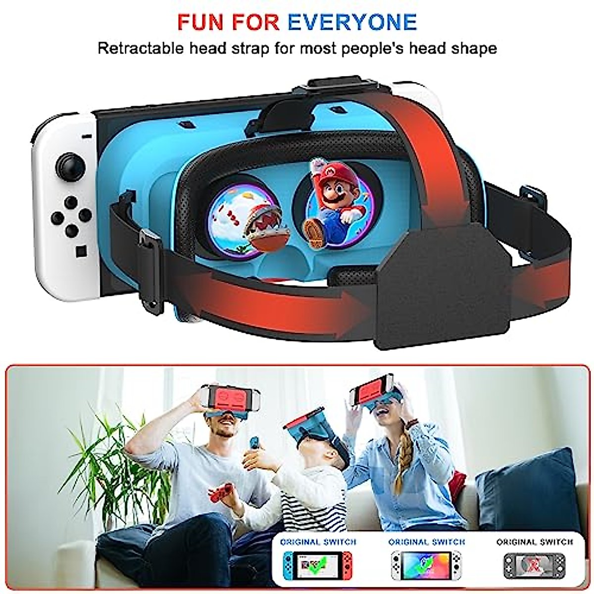 WinDrogon VR Headset, Designed for Nintendo Switch & Switch OLED Accessories for Switch VR Games, Labo VR and YouTube VR, VR Glasses with Adjustable Pupil Distance and Adjustable Switch Goggles Strap…