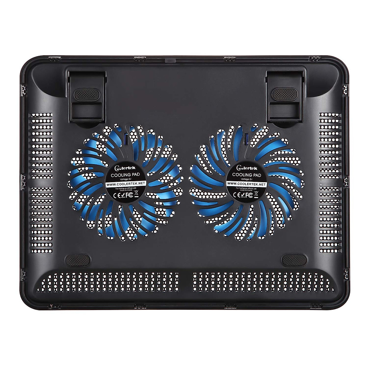 Laptop Cooling Pad, Coolertek Portable Slim Quiet Laptop Notebook Cooler Cooling Pad Stand with 2 Blue LED Fans, USB Powered, Adjustable Angled, Fits 11-14 Inch Laptop