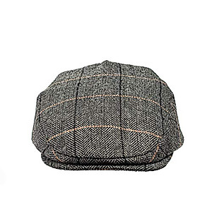 Born to Love Baby Boys Jeff Hat Vintage Driver Tweed Flat Page Gatsby Cap, Oliver Black, 8-12 Years