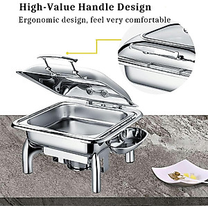FLTRGO 6 L Chafing Dish Set, Stainless Steel Buffet Server Warming Tray with Water Pan & Fuel Holders, for Restaurant Catering Parties Weddings Picnics Food Warmer