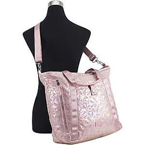 BODHI Township Tote with Removable Zipper Wristlet and Adjustable Crossbody Strap-Pink Geo