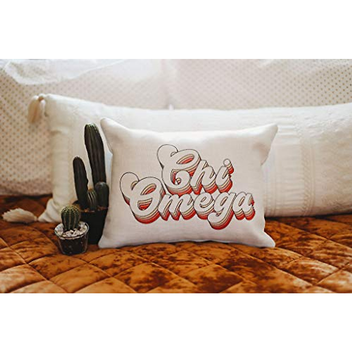 Sorority Shop Chi Omega Pillow – Retro Design, 12" x 16" Lumbar Pillow Sorority