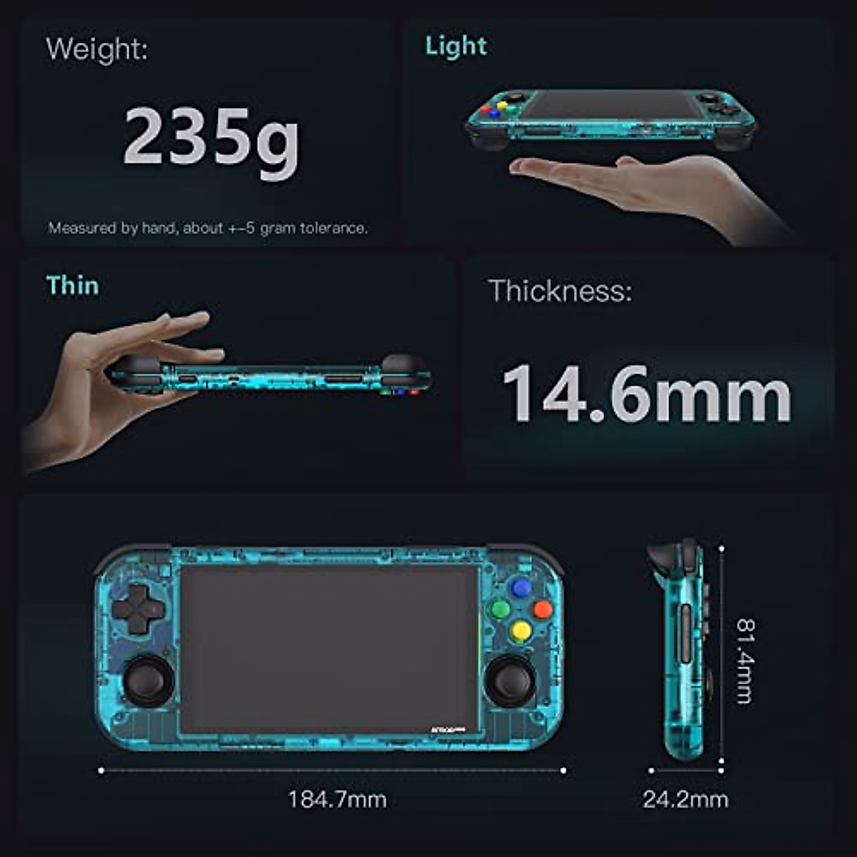 Retroid Pocket 3 Plus Retro Game Handheld Console, Retroid Pocket 3 Plus Android Retro Game Console Multiple Emulators Console Handheld 4.7 Inch 16:9 Display 4500mAh Battery Classic Games (16bit)