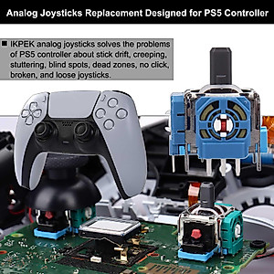 IKPEK 6 Pack Analog 3D Joysticks Replacement for PS5 Controller, Joysticks Part with Repair Screwdriver Kit for Playstation 5 DualSense Controller