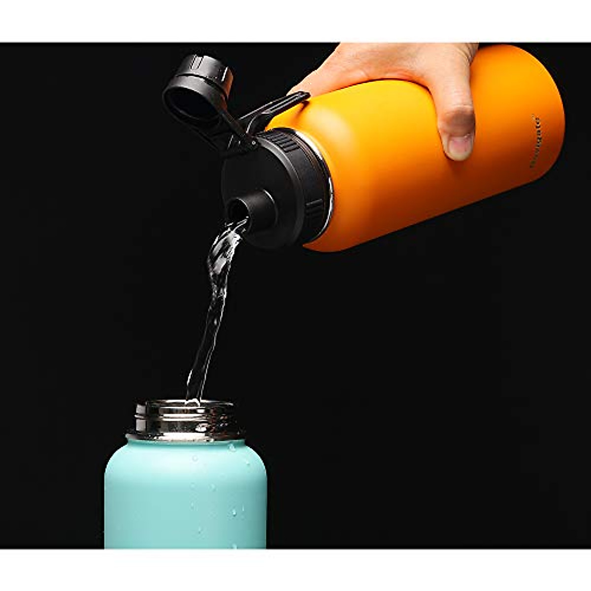 NAVIGATE 32oz Wide Mouth Stainless Steel Water Bottle with Two Lids, Double Walled Vacuum Insulated Travel Sports Flask Cup |Keep Drink Stay Cold & Hot, Leak Proof