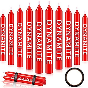 24 Pieces Dynamite Birthday Candle Party Cake Candle TNT Themed Candles for Cake Dynamite Candles Cool Birthday Candles TNT Cake Toppers with Black Paper Tape for Birthday Video Game Party Decoration