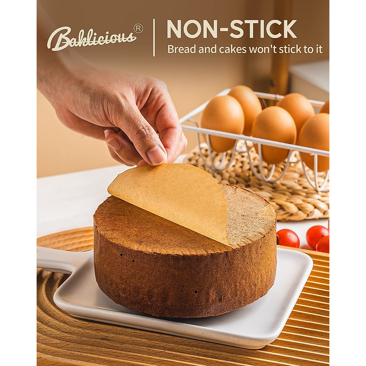 Baklicious 250Pcs 6 Inch Parchment Paper Rounds, Non Stick Round Parchment Paper, Baking Parchment Circles for Cake Baking, Patty Separating, Tortilla Wrapping