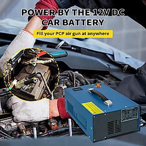 YONGHENG PCP Air Compressor, Auto-shutoff 4500Psi/30Mpa Set-pressure Air Gun and Paintball Tank Pump with Water/Oil Separator, Built-in Power Adapter(110V AC or 12V Car Battery)