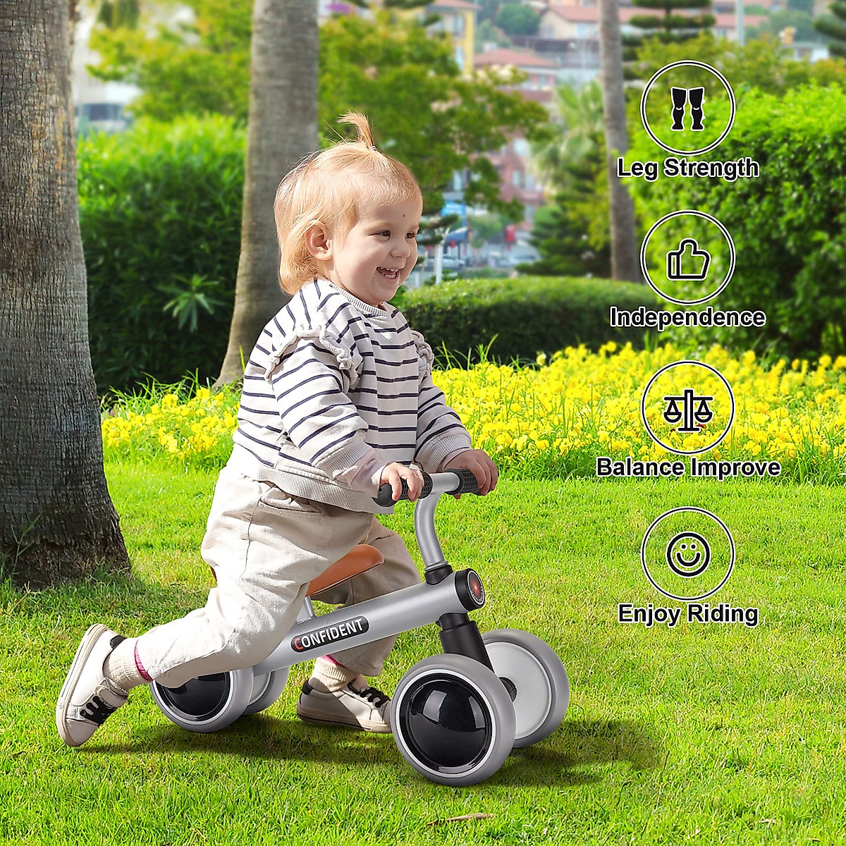 Baby Balance Bike 1 Year Old, Toddler Bike for One Year Old Boy Birthday Gift, 1-3 Years Toddler First Bike with No Pedal & Silence Wheels, Ride on Toy Gifts for 1 Year Old Boy