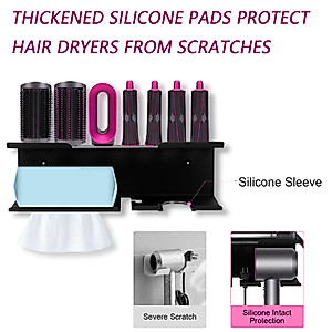 Dreamoon Wall Mount Holder for Dyson Airwrap Styler, Storage Holder for Dyson Hair Dryer Curling Iron Accessories, Organizer Storage Rack with Hooks for Bathroom Bedroom