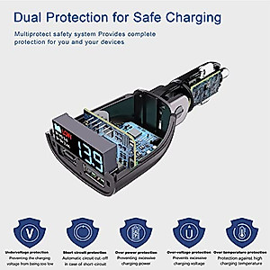 TRONGER USB C Car Charger with Voltage Display 20W PD Fast Car Charger with & USB5V2.4A Adapter, Car Voltmeter Meter Battery Monitor