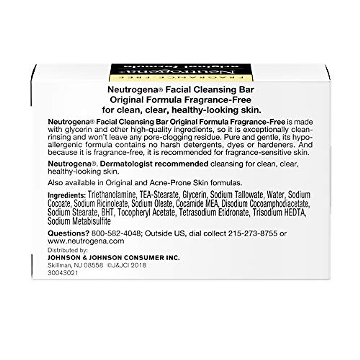 Neutrogena The Transparent Facial Bar Original Formula, Fragrance Free 3.50 oz (Pack of 5)