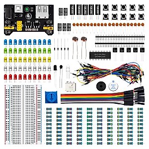 LAFVIN Electronic Fun Kit Bundle with Power Supply Module, Breadboard, Resistor, Capacitor, LED, Potentiometer Compatible with Arduino IDE for MEGA2560, Raspberry Pi