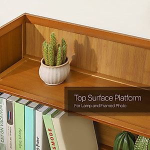 MoNiBloom 5 Tier Open Shelf, Bamboo Multifunctional Bookcase Storage Cabinet Display Shelves Organizer for Living Room Bedroom Study Room, Brown