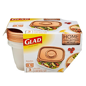 GladWare Home Deep Dish Food Storage Containers, Large Rectangle Holds 64 Ounces of Food, 3 Count Set | With Glad Lock Tight Seal, BPA Free Containers and Lids