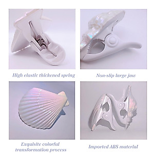 4 Pcs Beach Towel Clips Portable Towel Holder Clips, Sea Shell and Conch Secure Clips for Beach Chairs Deck, Clothes Lines, Patio and Holiday Pool